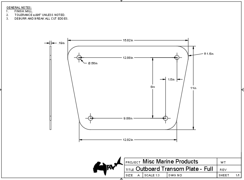Transom Support Plate Full Pattern Halk Marine Fabrication Design